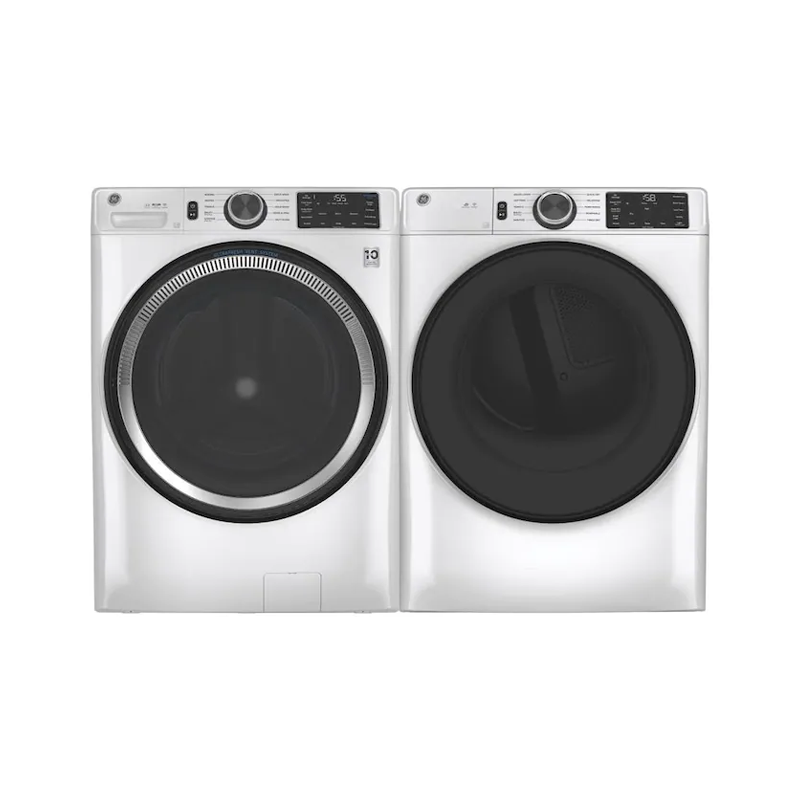 GE 4.8 Cu. Ft. Ultra Fresh Front Load Smart Washer + 7.8 Cu. Ft. Front ...