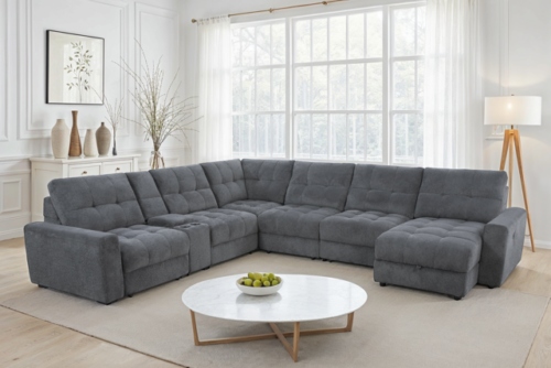 Cheers Power Slide Sectional – Cozy Gray – EZ Furniture Sales & Leasing